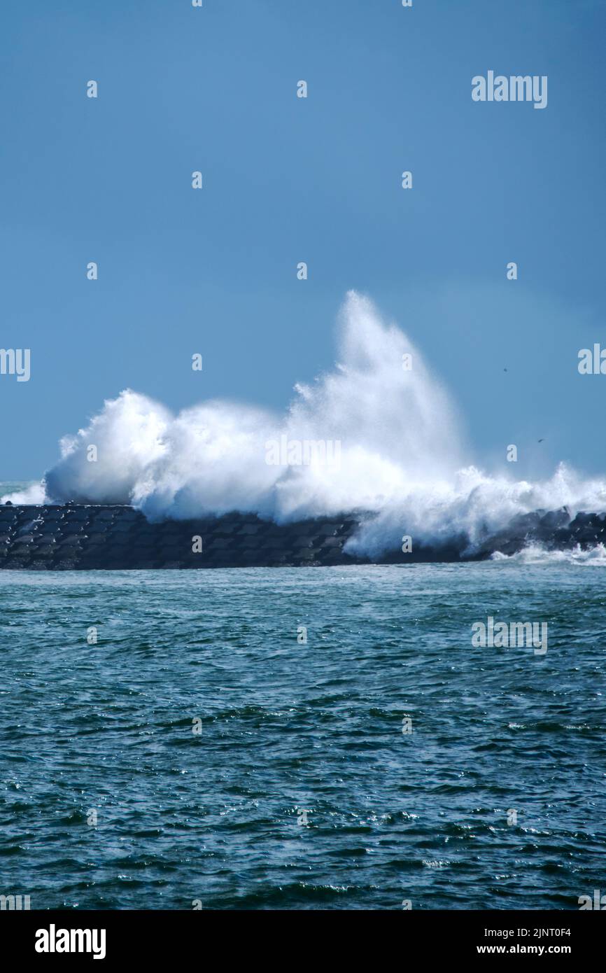 Scenic of an port at the Atlantic ocean with huge waves Stock Photo - Alamy
