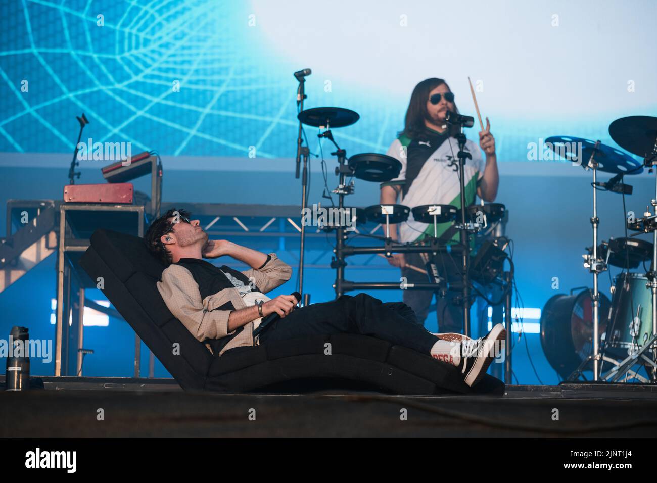 Newquay, Cornwall, UK. 13th August, 2022. Bastille performing on main ...