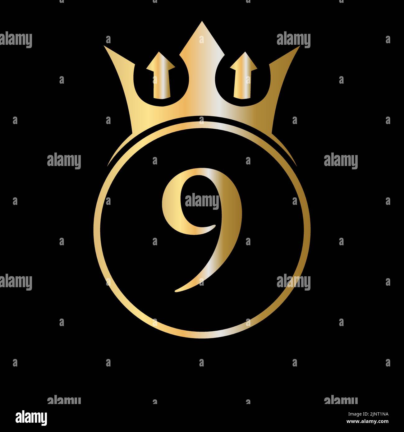 Luxury Letter 9 Crown Logo. Crown Logo on Letter 9 Vector Template for ...