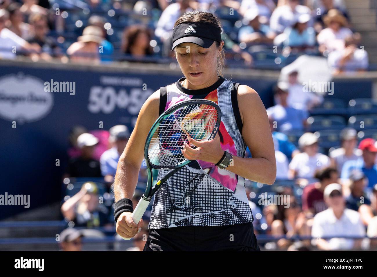 United States' Jessica Pegula reacts during her loss to Romania's ...