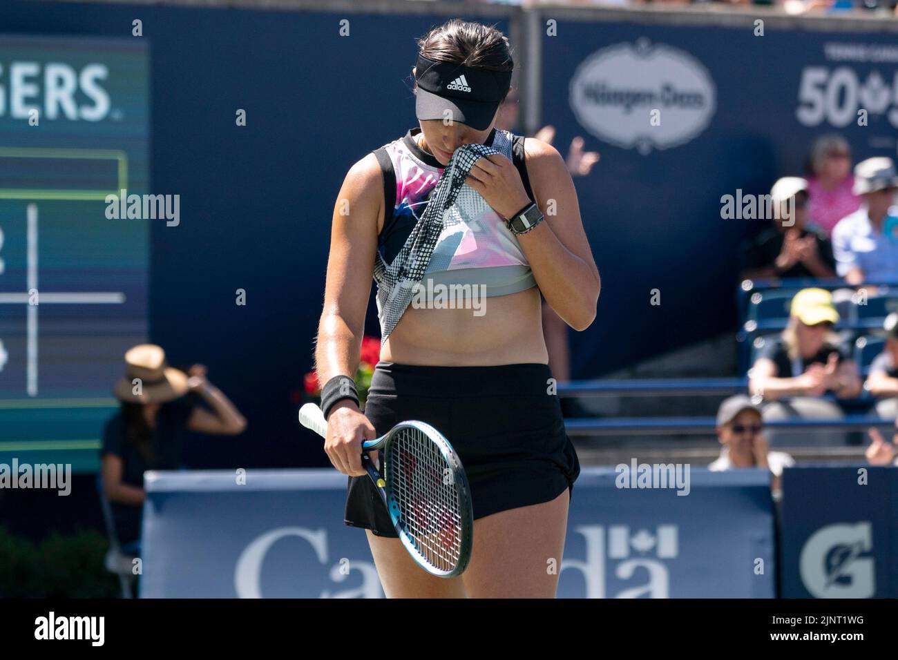 United States' Jessica Pegula reacts during her loss to Romania's ...