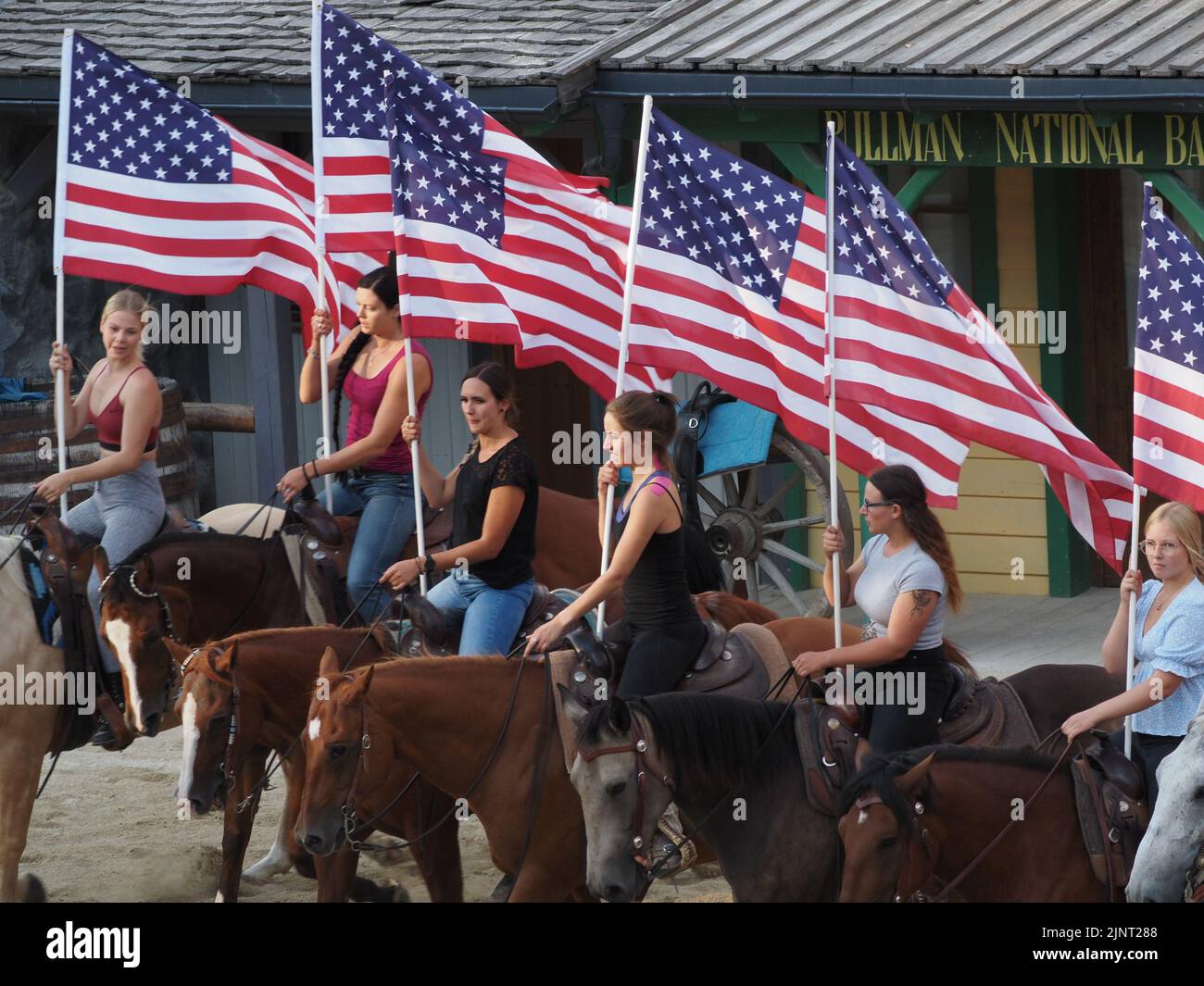 Participants of the Pullman City Equestrian Theater at the rehearsal of ...
