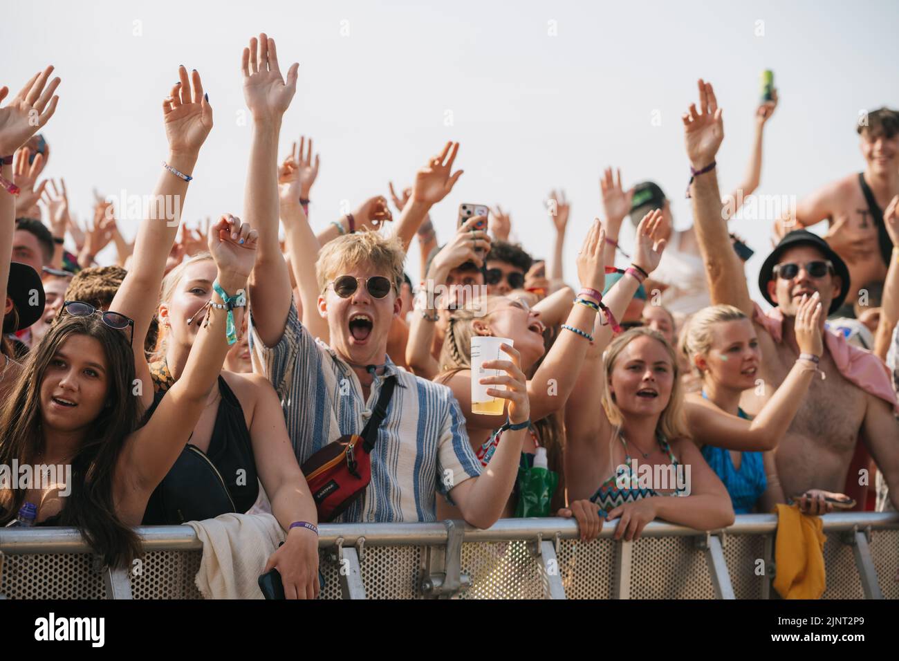 Newquay, Cornwall, UK. 13th August, 2022. Main stage crowd at ...