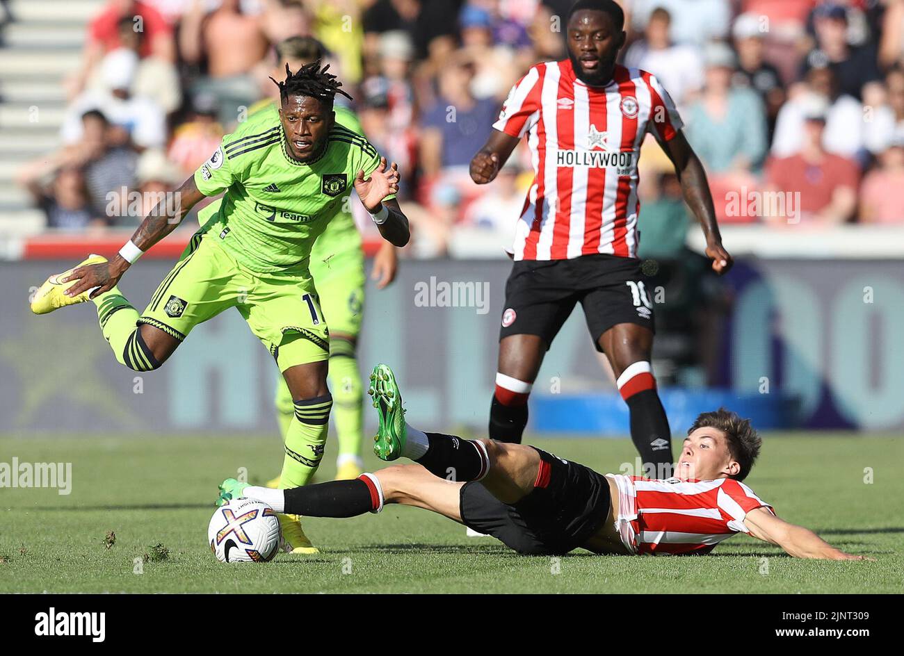 London, England, 13th August 2022. Fred of Manchester United and Aaron ...