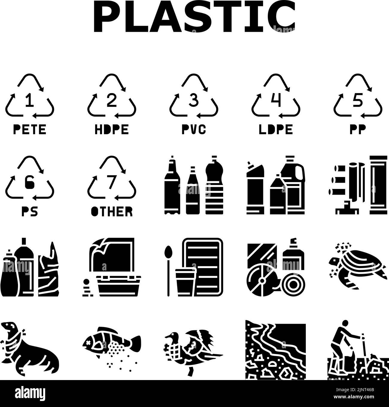 Plastic Waste Nature Environment Icons Set Vector Stock Vector Image & Art - Alamy