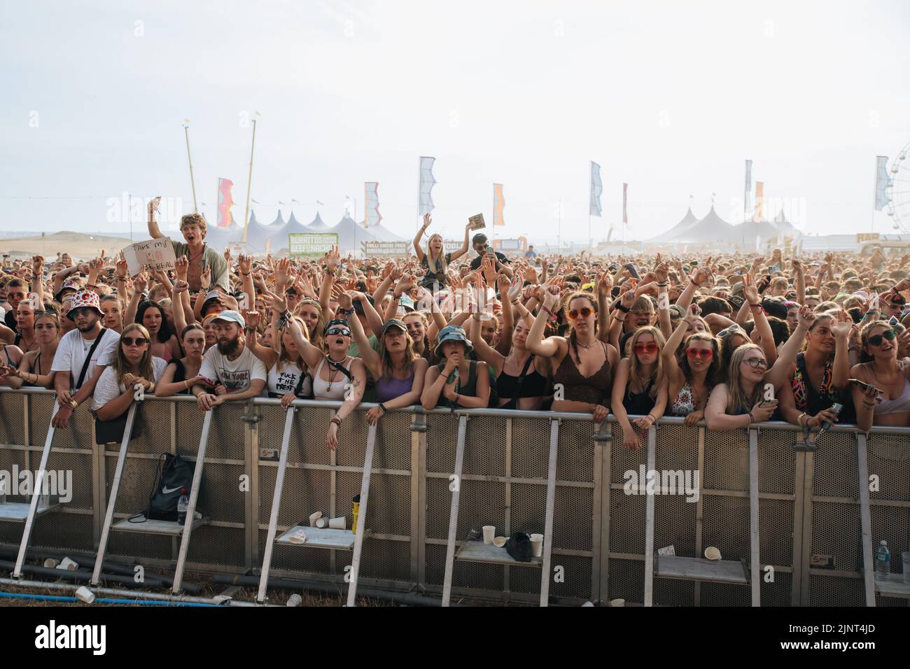 Newquay, Cornwall, UK. 13th August, 2022. Main stage crowd at ...