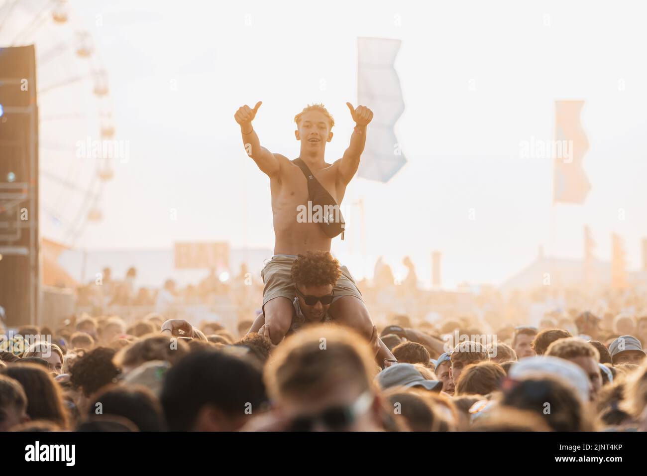 Newquay, Cornwall, UK. 13th August, 2022. Main stage crowd at ...