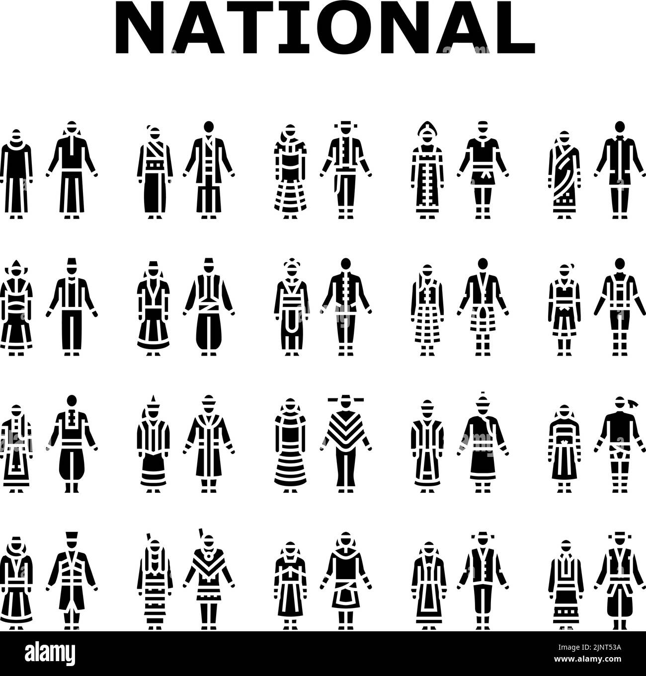 National Clothes Costume Design Icons Set Vector Stock Vector Image ...