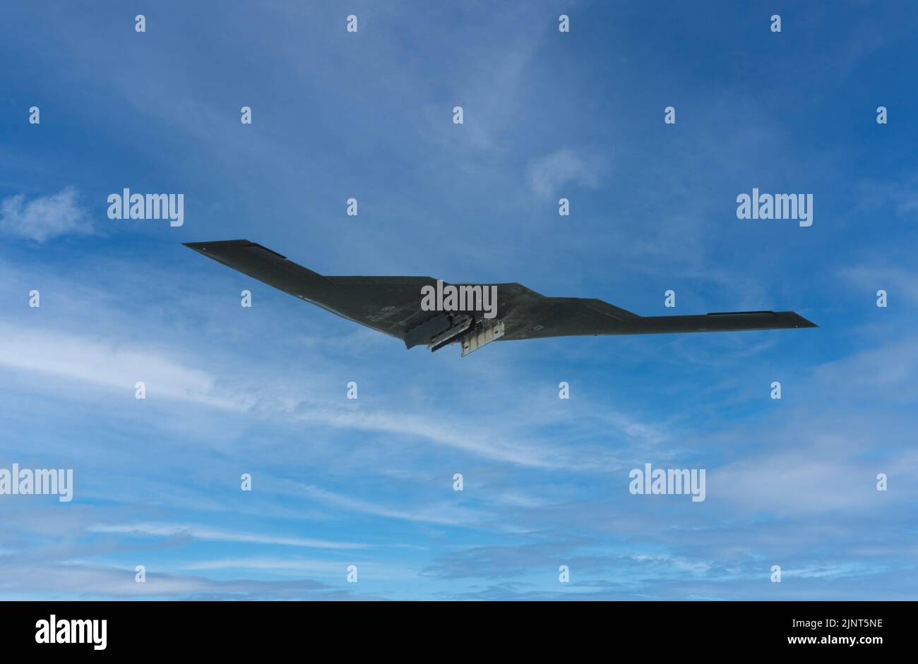 Northrup B-2 Bomber in flight with bomb bay doors open Stock Photo - Alamy