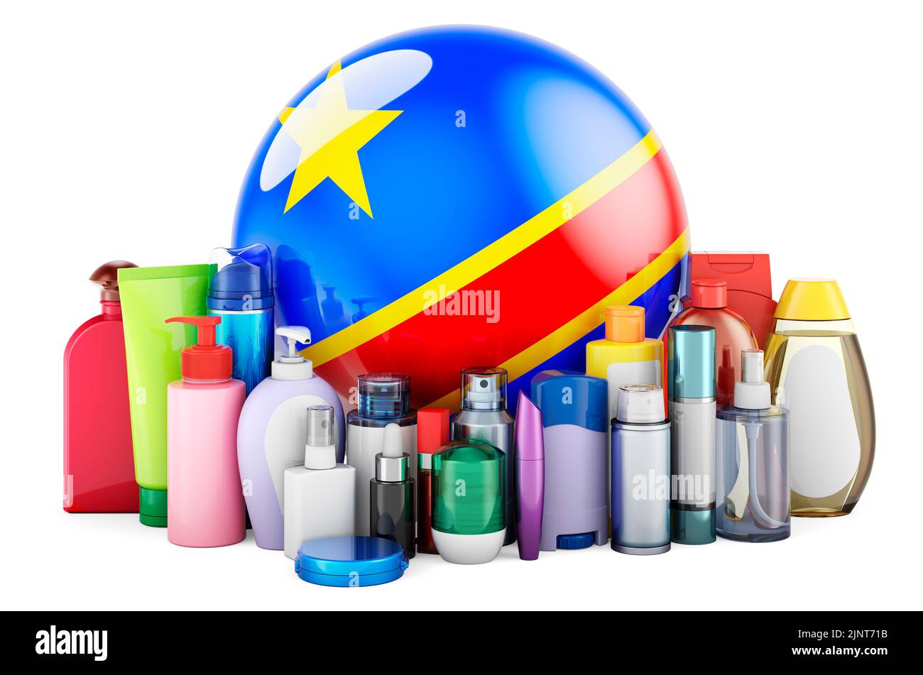 Congolese Democratic Republic flag with cosmetic bottles, Hair, facial ...