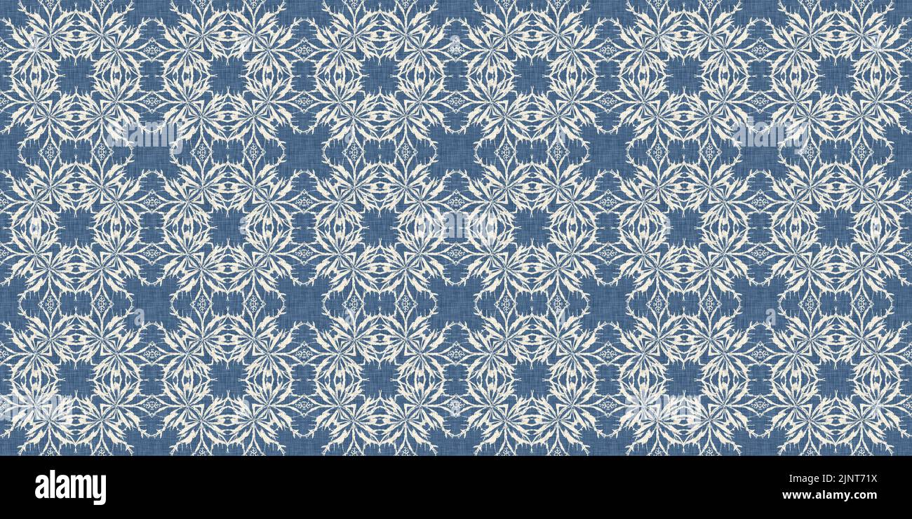 Farmhouse blue snow flake border background. Frosty damask french ...