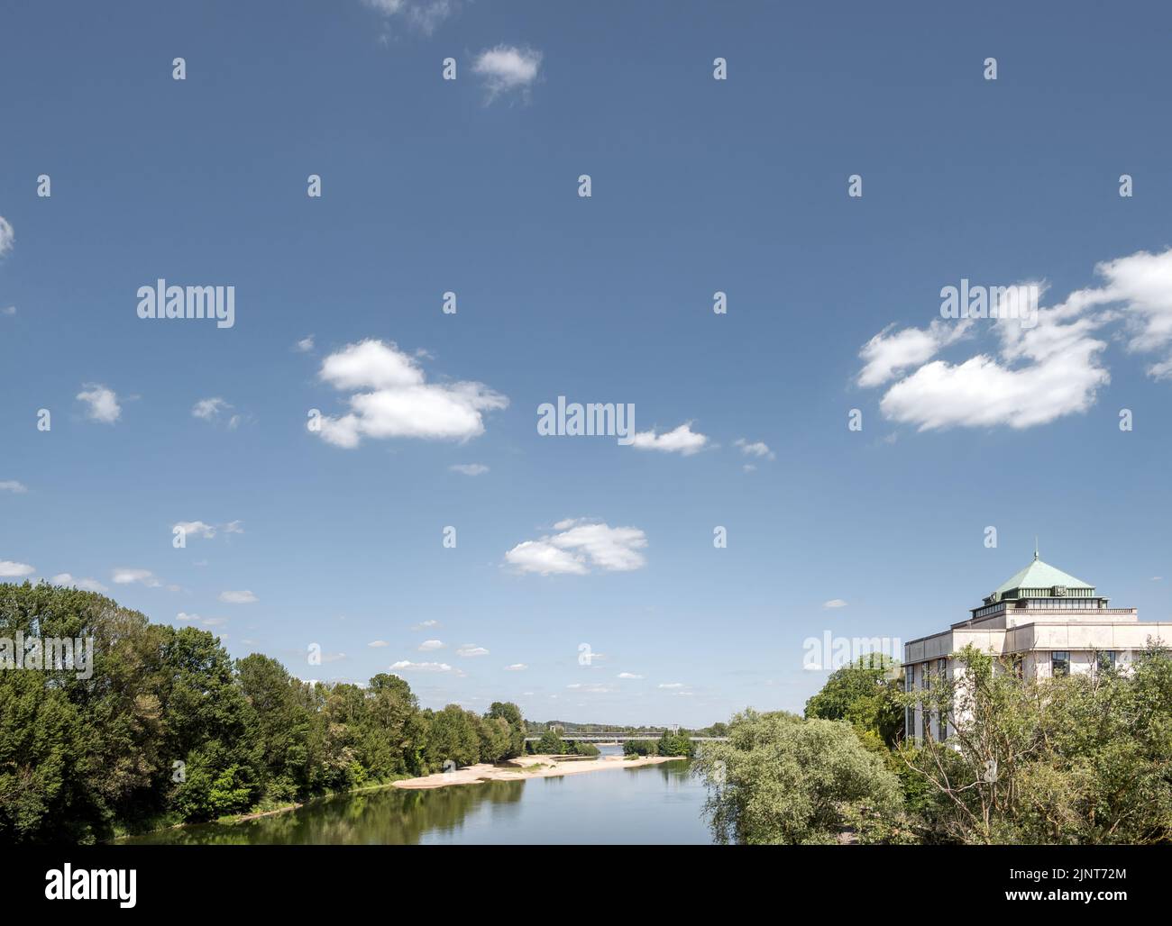 View of the library and the river Loire in Tours in spring, France ...