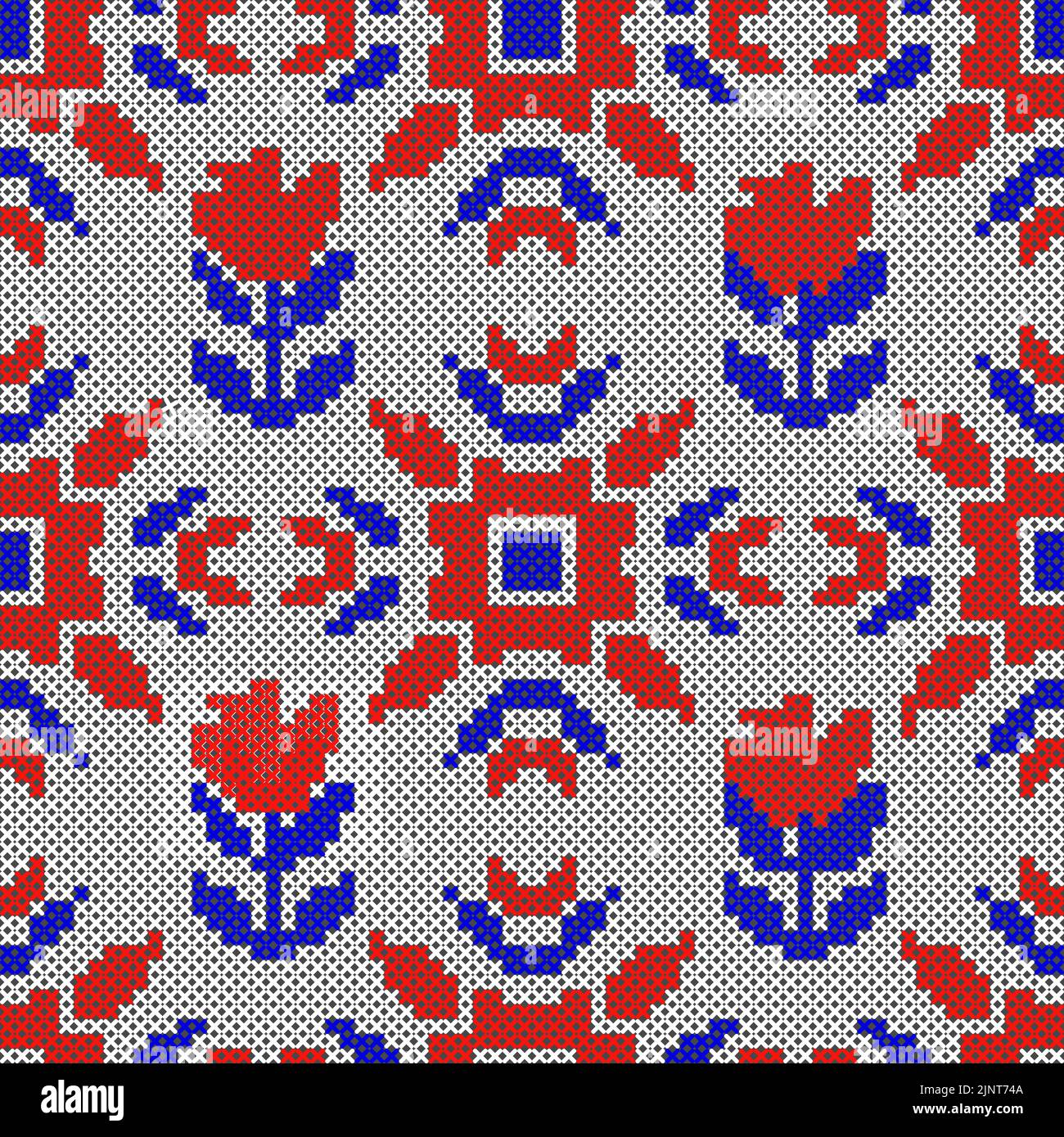 Cross stitch vector seamless vintage pattern. Ukrainian motif craft ...