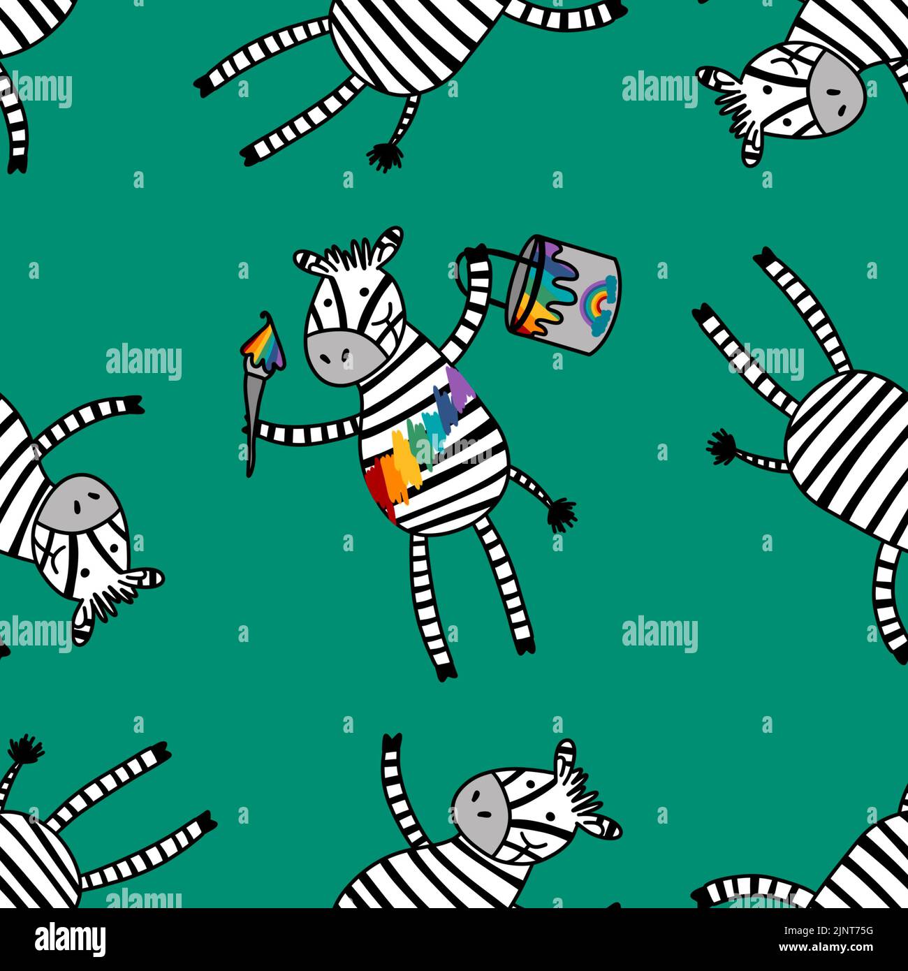 Cartoon kids animals seamless zebra pattern for wrapping paper and ...