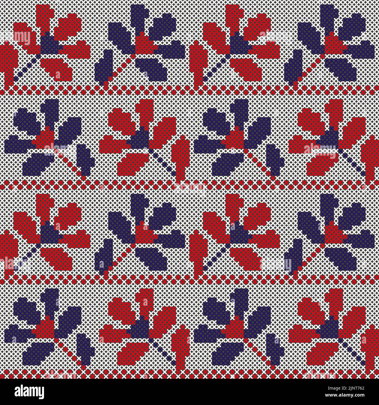 Cross stitch vector seamless vintage pattern. Ukrainian motif craft ...