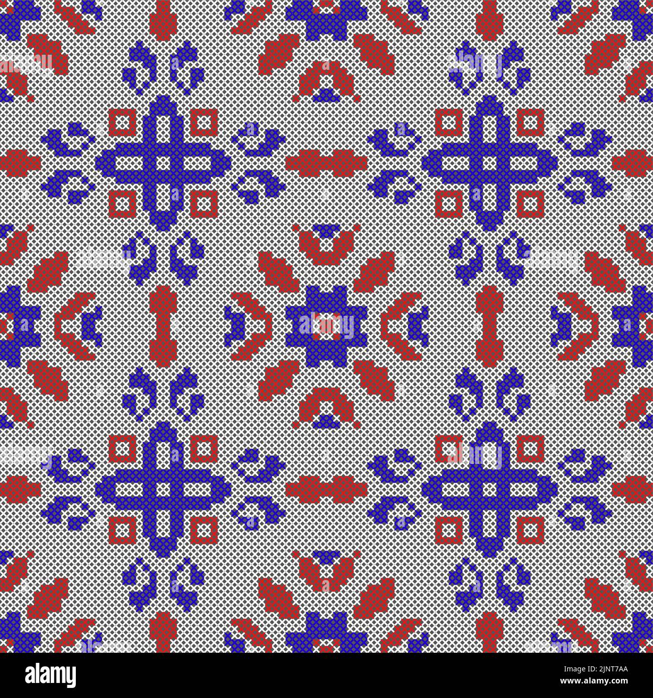 Cross stitch vector seamless vintage pattern. Ukrainian motif craft ...