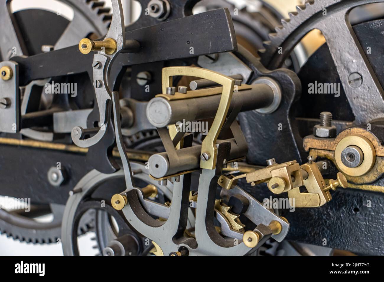 Working tower clock mechanism, close up Stock Photo - Alamy