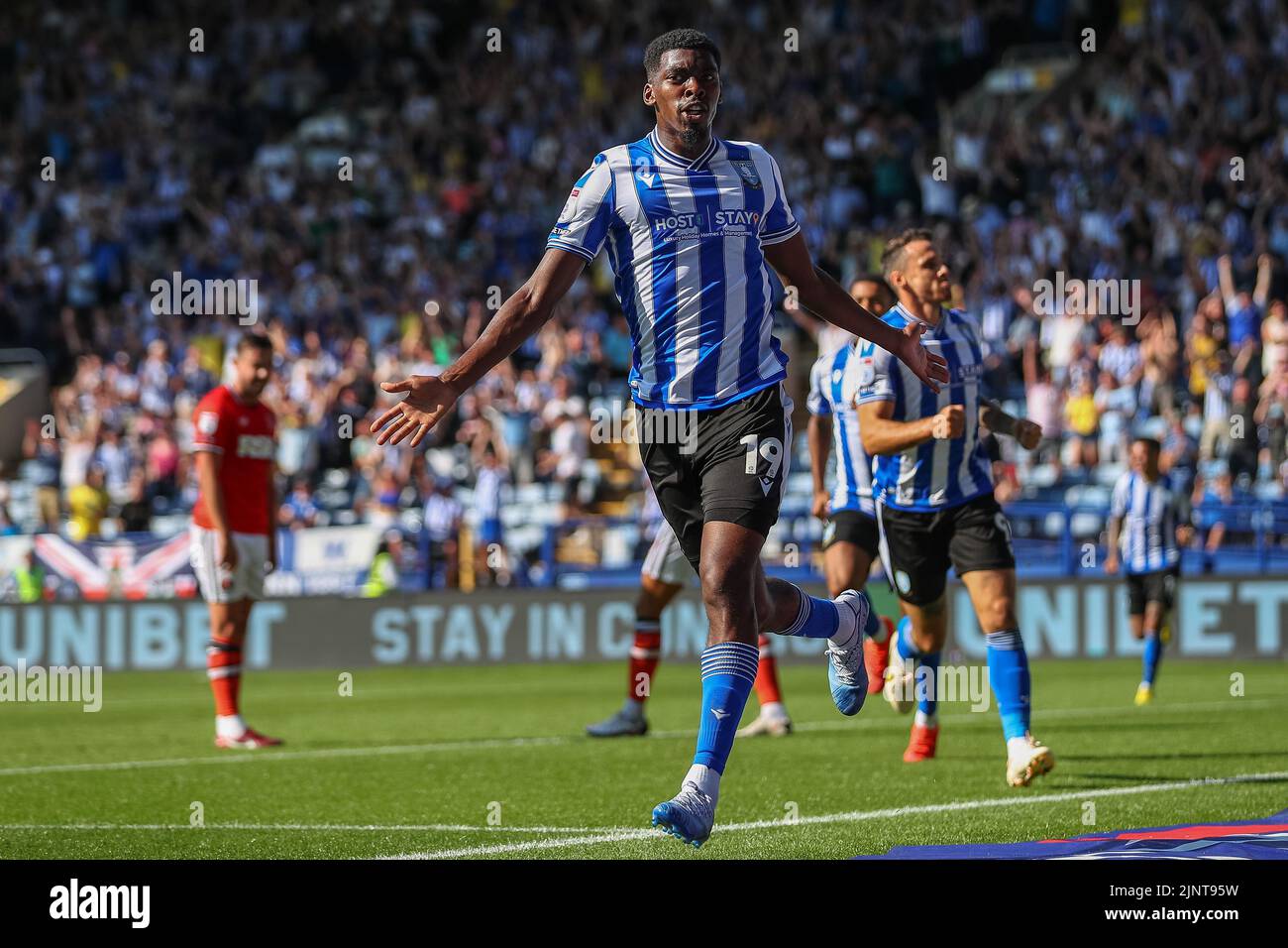 Tyreeq Bakinson #19 of Sheffield Wednesday celebrates his goal to make ...