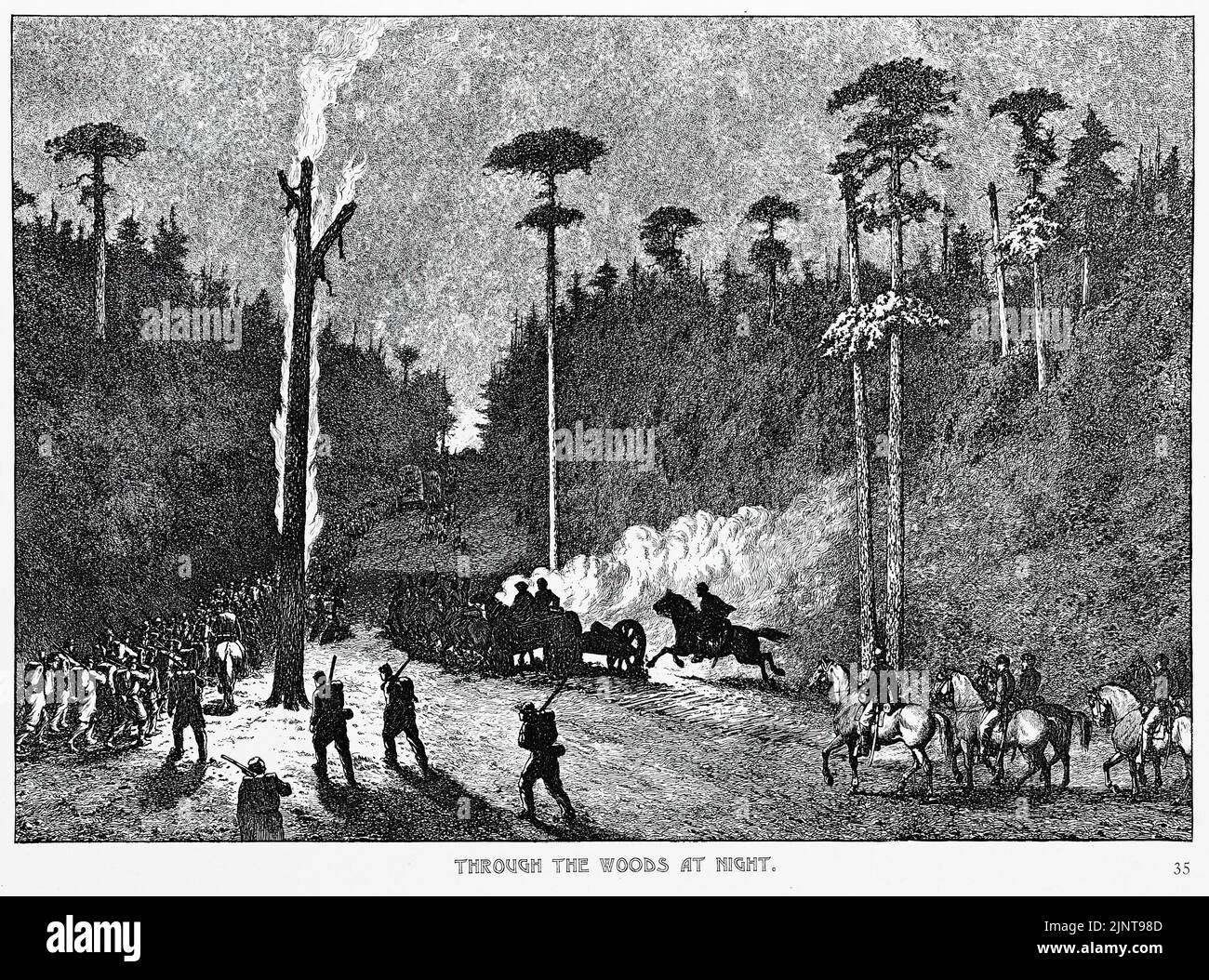 Through the Woods at Night. A Union Army night march. 19th century ...