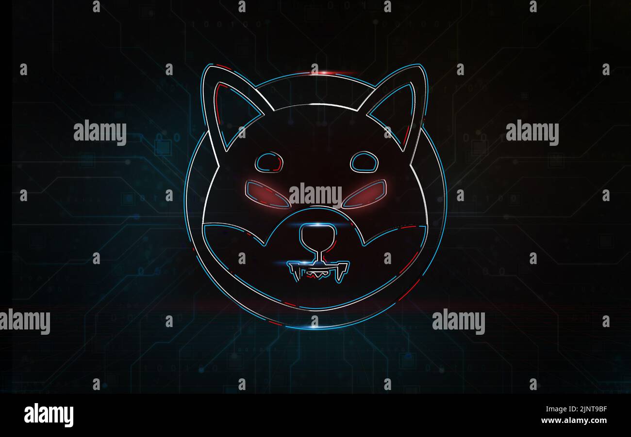 3D rendering cryptocurrency shiba inu coin on colorful background ...
