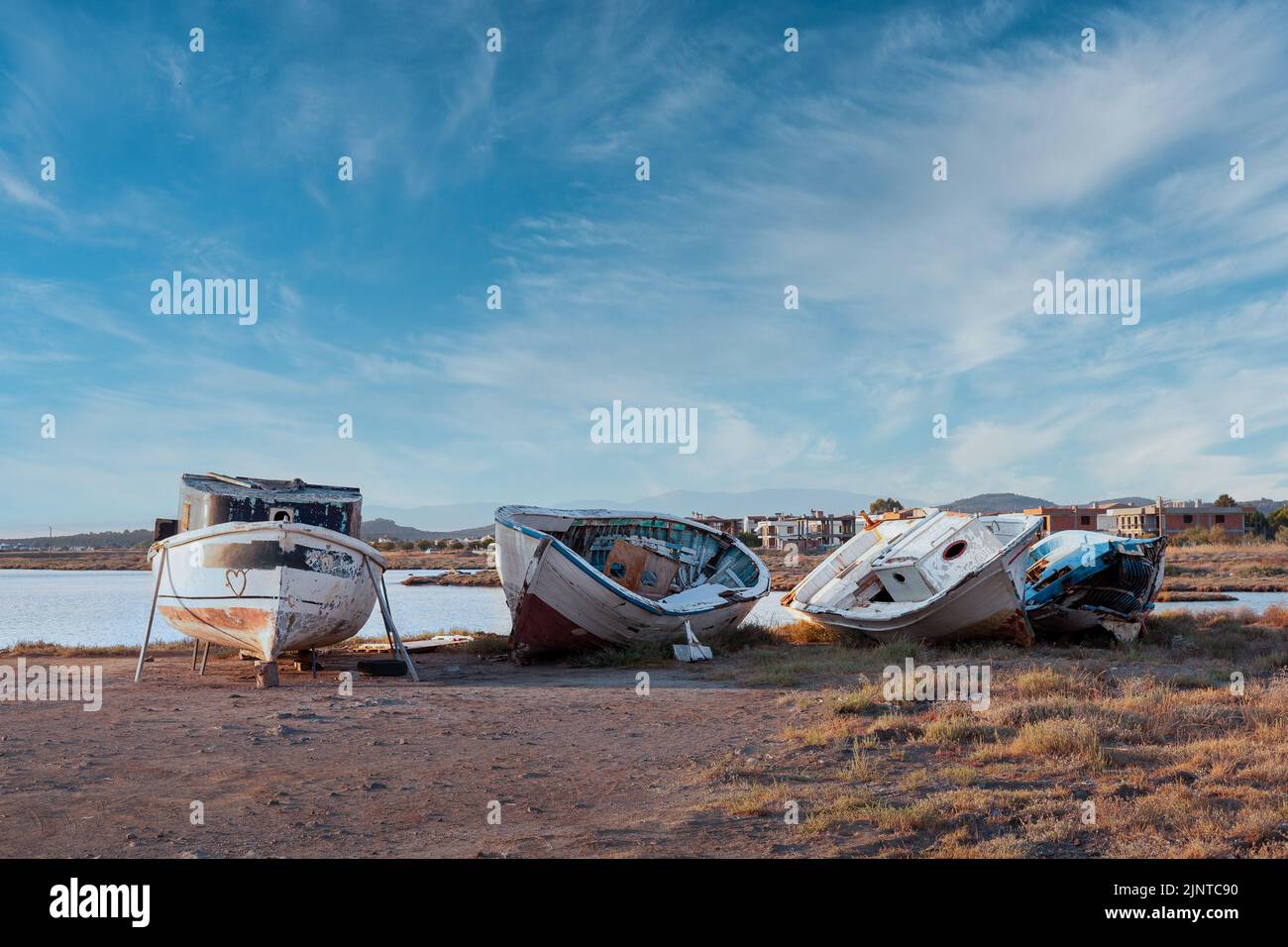 shabby scrap fishing boat. old fishing boats run aground. scrapped ...