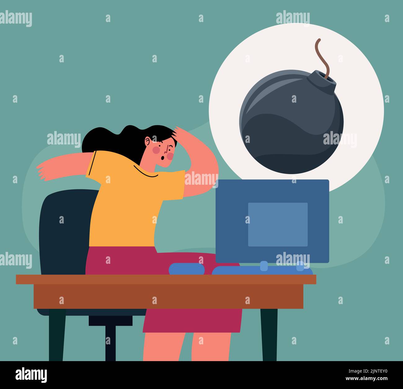 woman with desktop and bomb Stock Vector Image & Art - Alamy