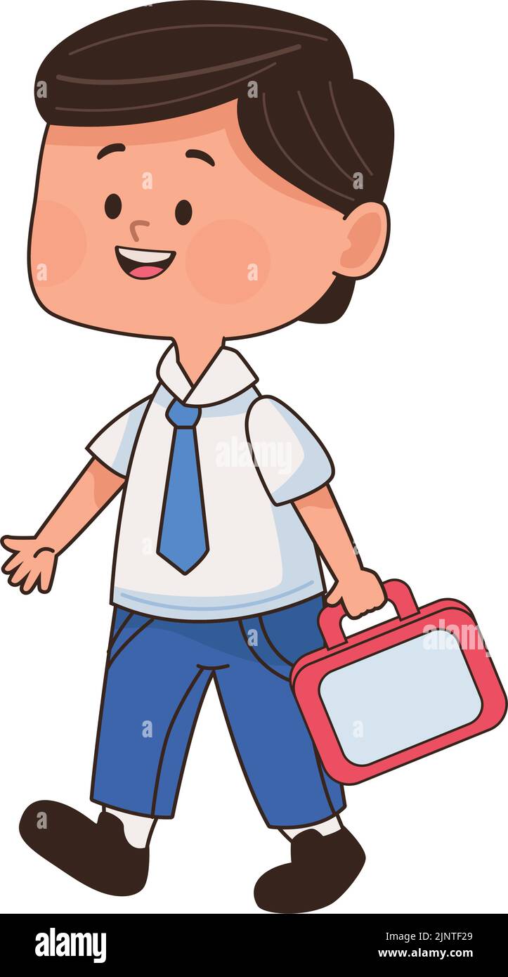 little student boy with lunch box Stock Vector Image & Art - Alamy