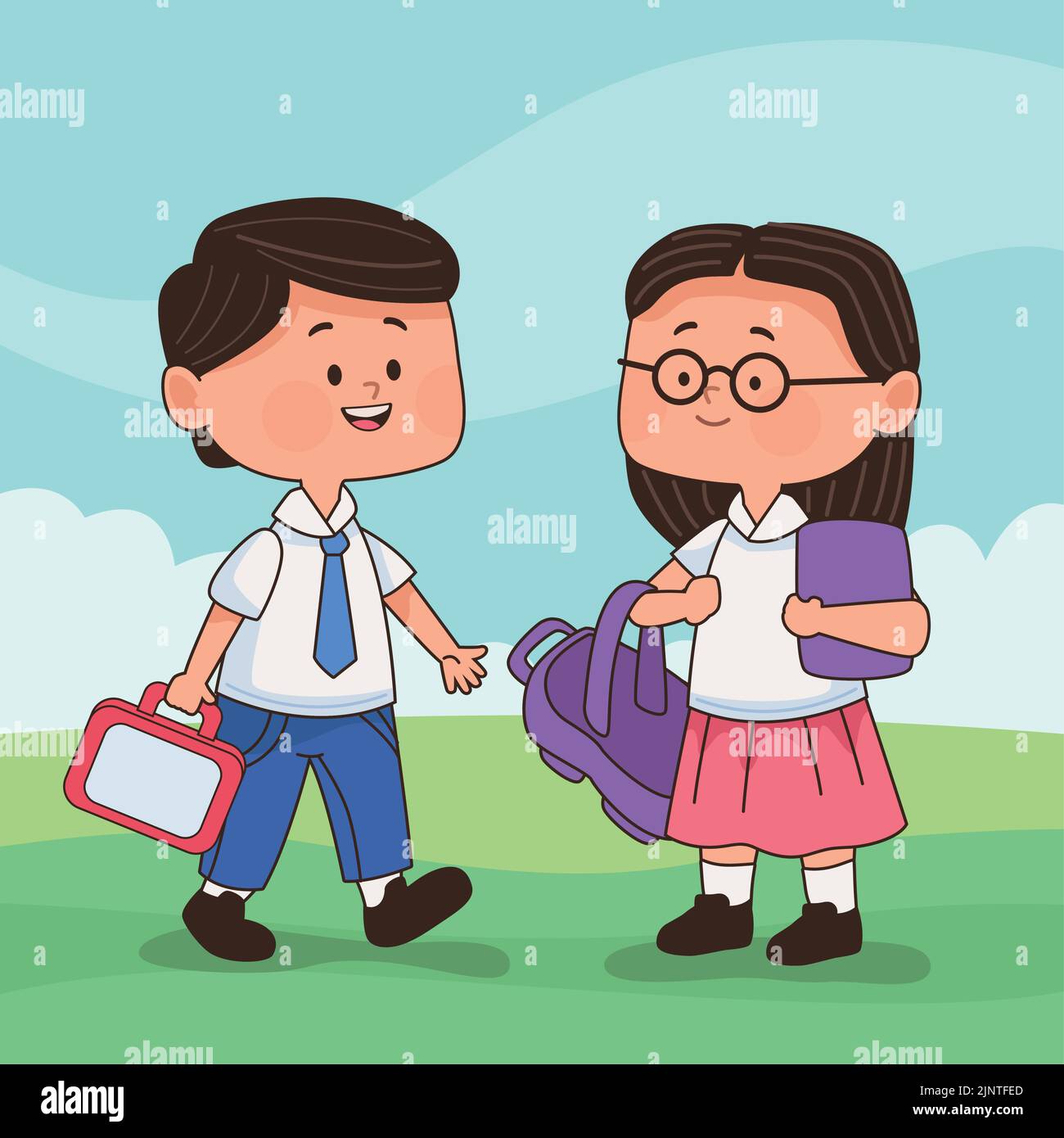 little students couple outdoor Stock Vector Image & Art - Alamy