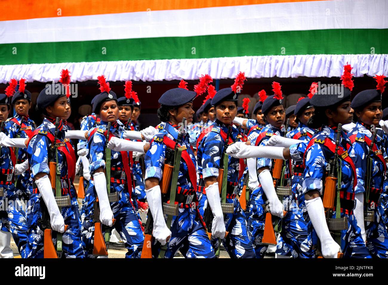 Rapid Action Force (RAF) Police women's Team seen practicing during the ...