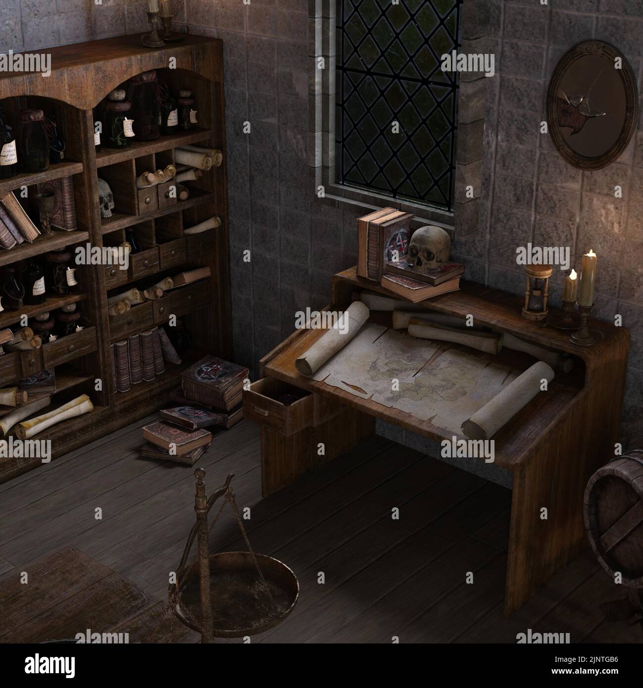 Magic pentagram illustration book hi-res stock photography and images ...