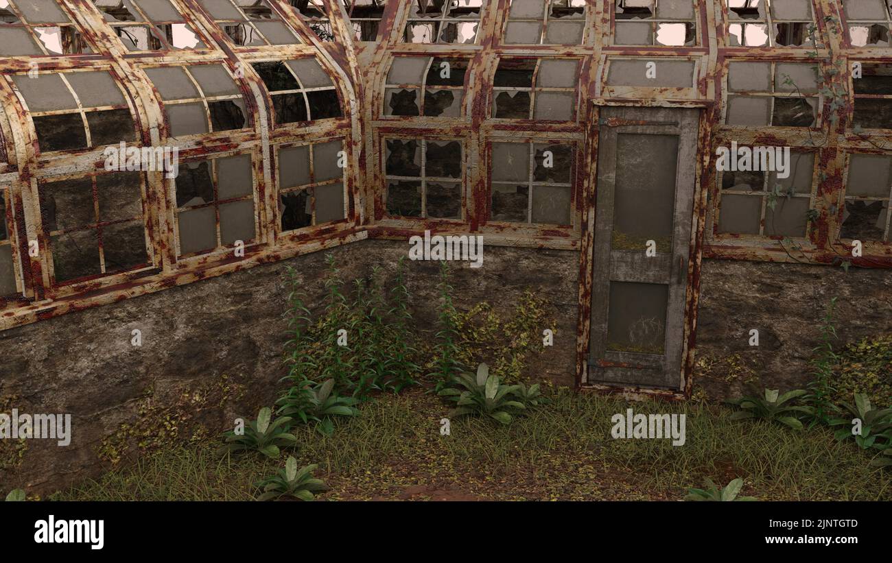3d-illustration of an empty and scary abandoned greenhouse Stock Photo ...