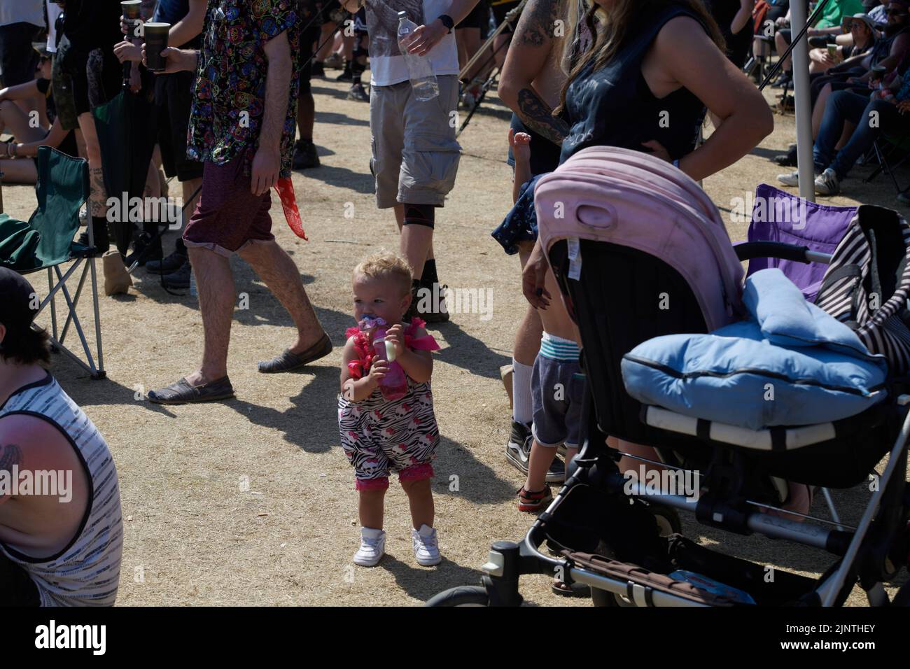 Catton Park, United Kingdom, 13Aug, 2022, Crowds of fans enjoying the ...