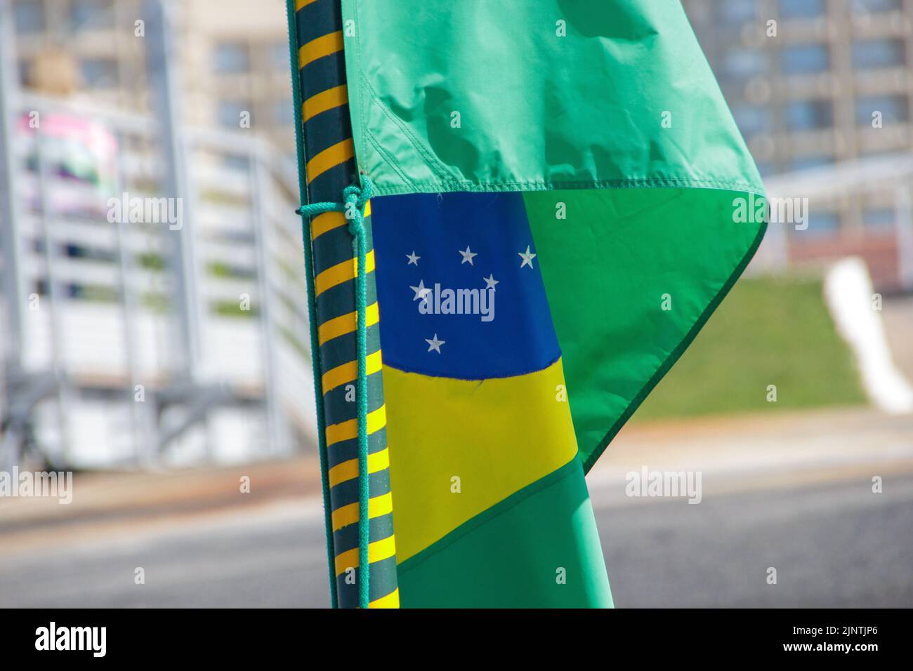 brazil flag outdoors in rio de janeiro Stock Photo - Alamy