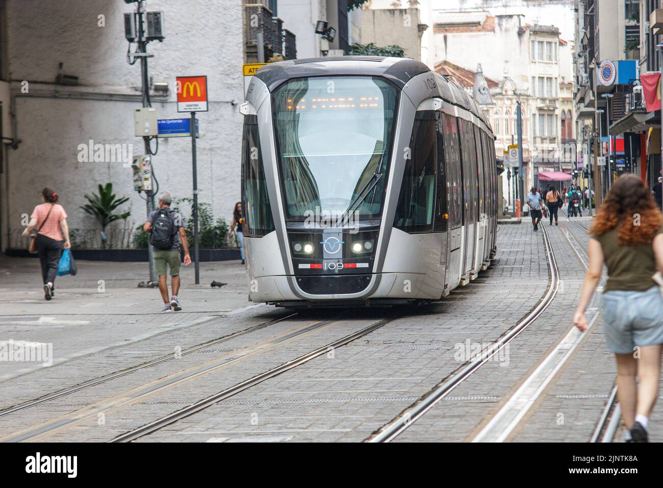 vlt train in downtown Rio de Janeiro, Brazil - July 16, 2022: tram ...
