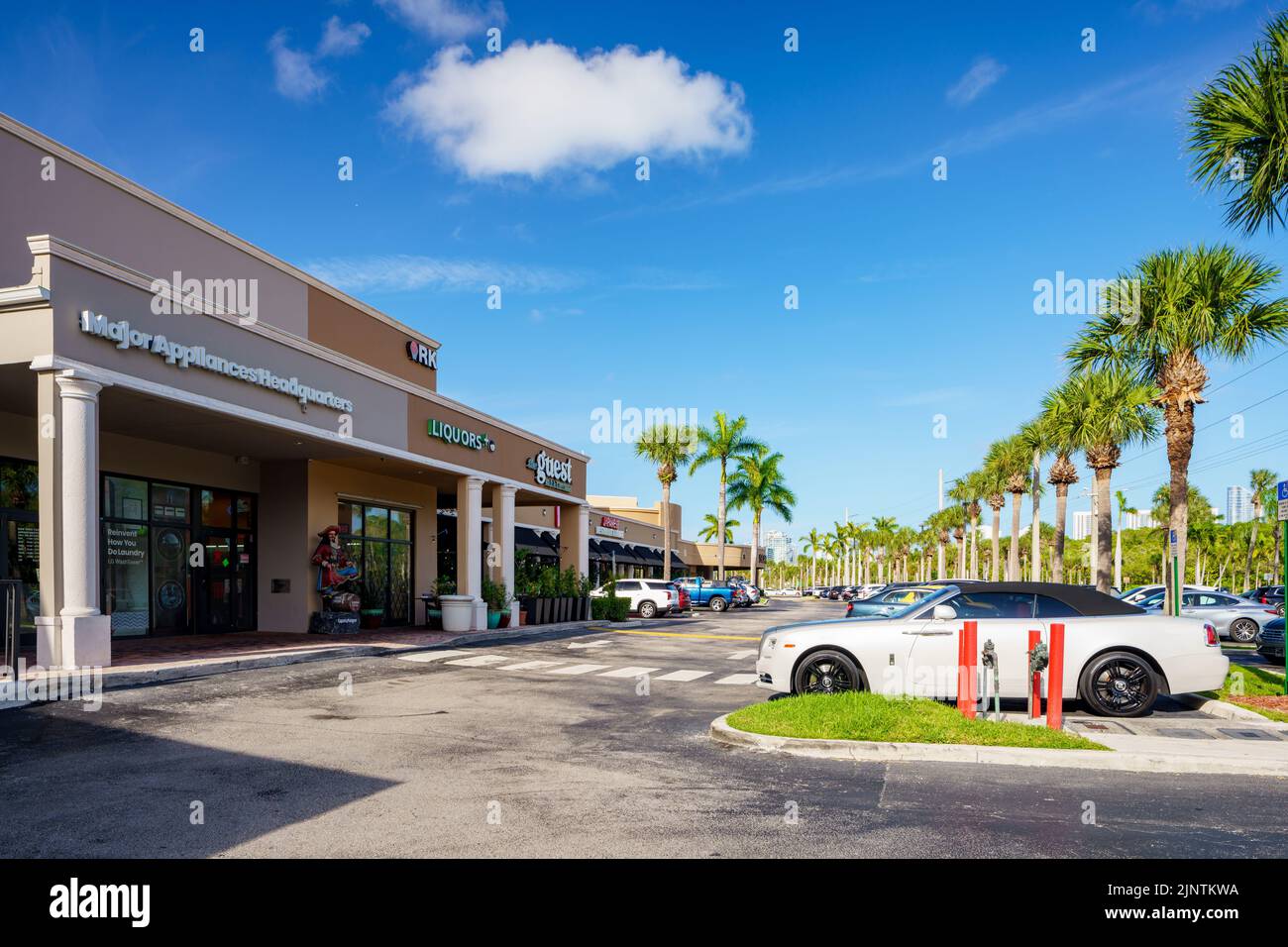Miami, FL, USA - July 31, 2022: Businesses at Sunny Isles Square an RK ...