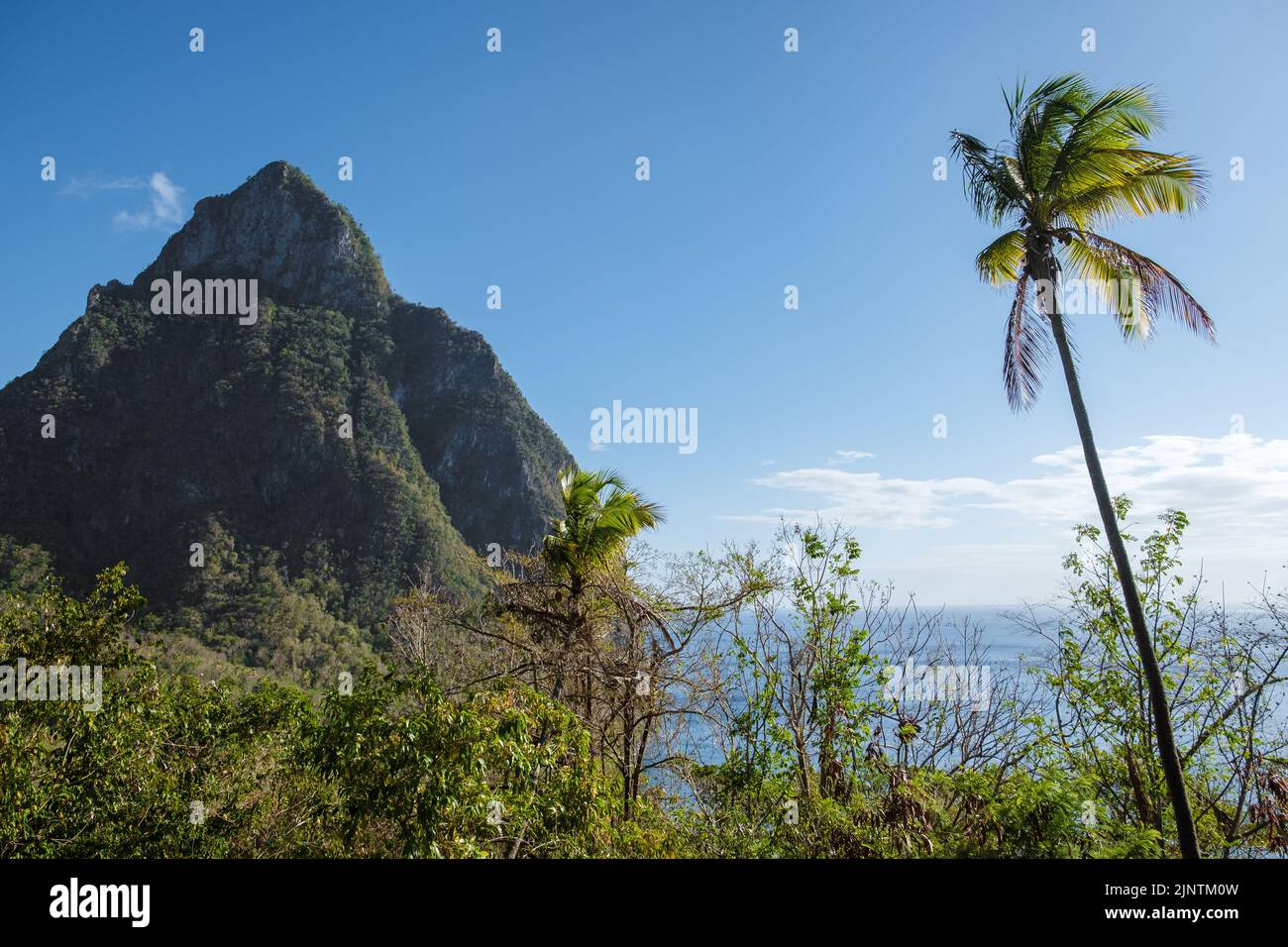 Pitons mountains of Saint Lucia, St. Lucia Caribbean Sea with Pitons on ...