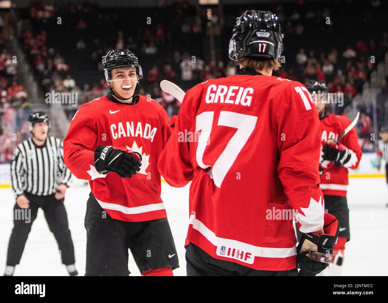 August 13, 2022, EDMONTON, AB, CANADA: Canada's Ronan Seeley (8) and ...