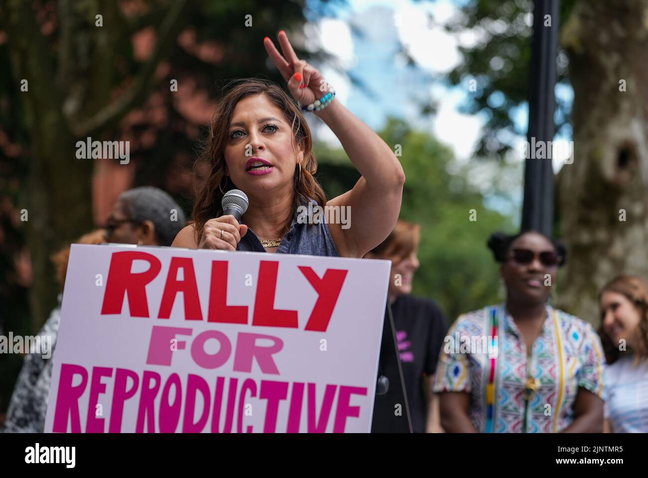 Women’s rights, reproductive rights, and abortion justice groups hold a ...