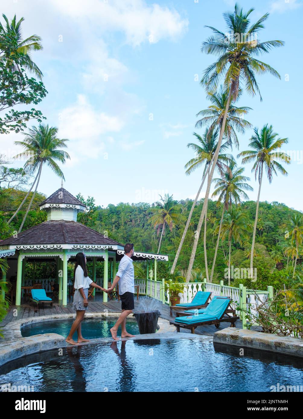 Young couple on vacation in Saint Lucia, luxury holiday Saint Lucia ...