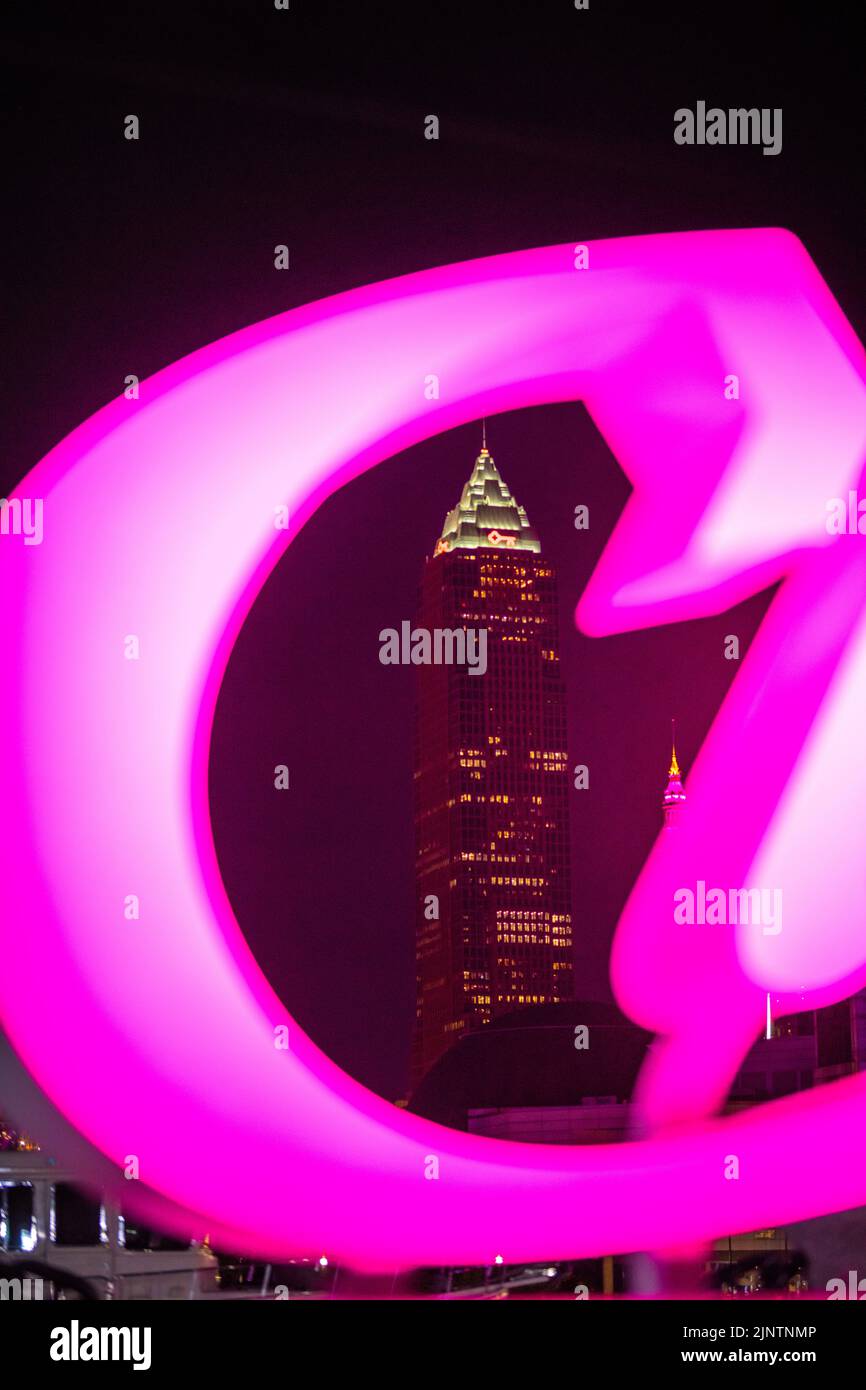 Cleveland Ohio Skyline in Pink for Machine Gun Kelly Concert Stock ...