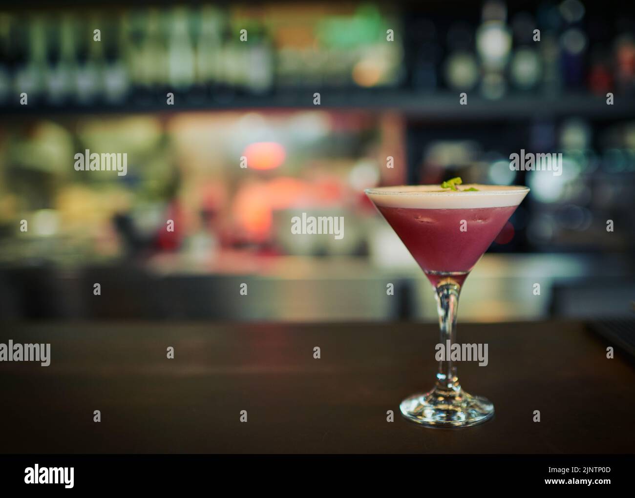 Looking good there. Closeup of a freshly made cocktail standing on its ...