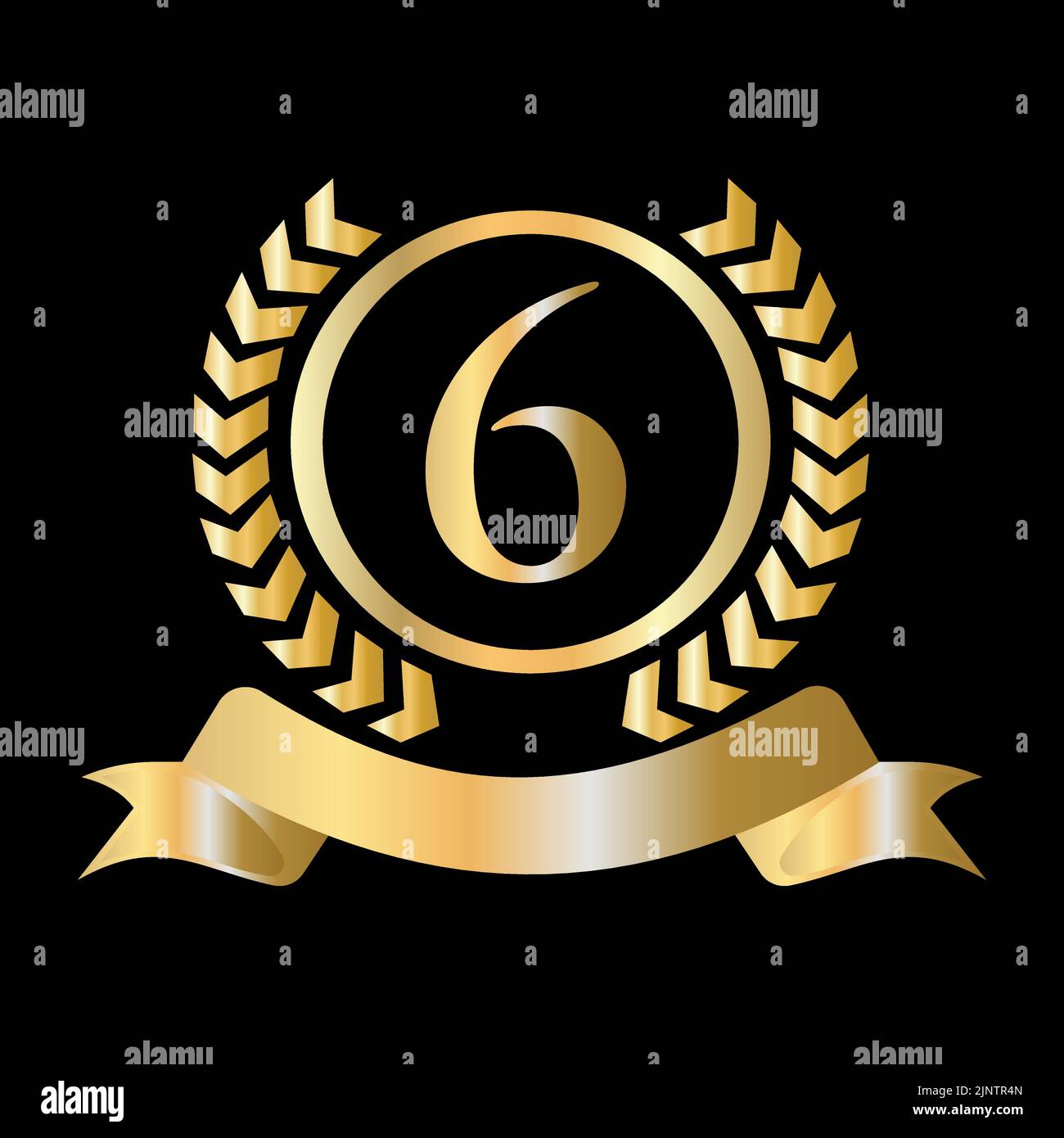 Six, 6 Years Anniversary Celebration Gold and Black Template. Luxury ...