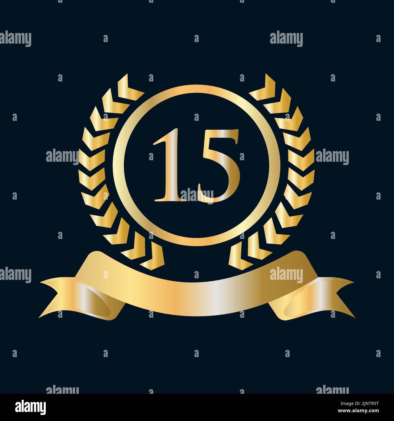 15 years Anniversary Celebration Gold and Black Template. Luxury Style ...
