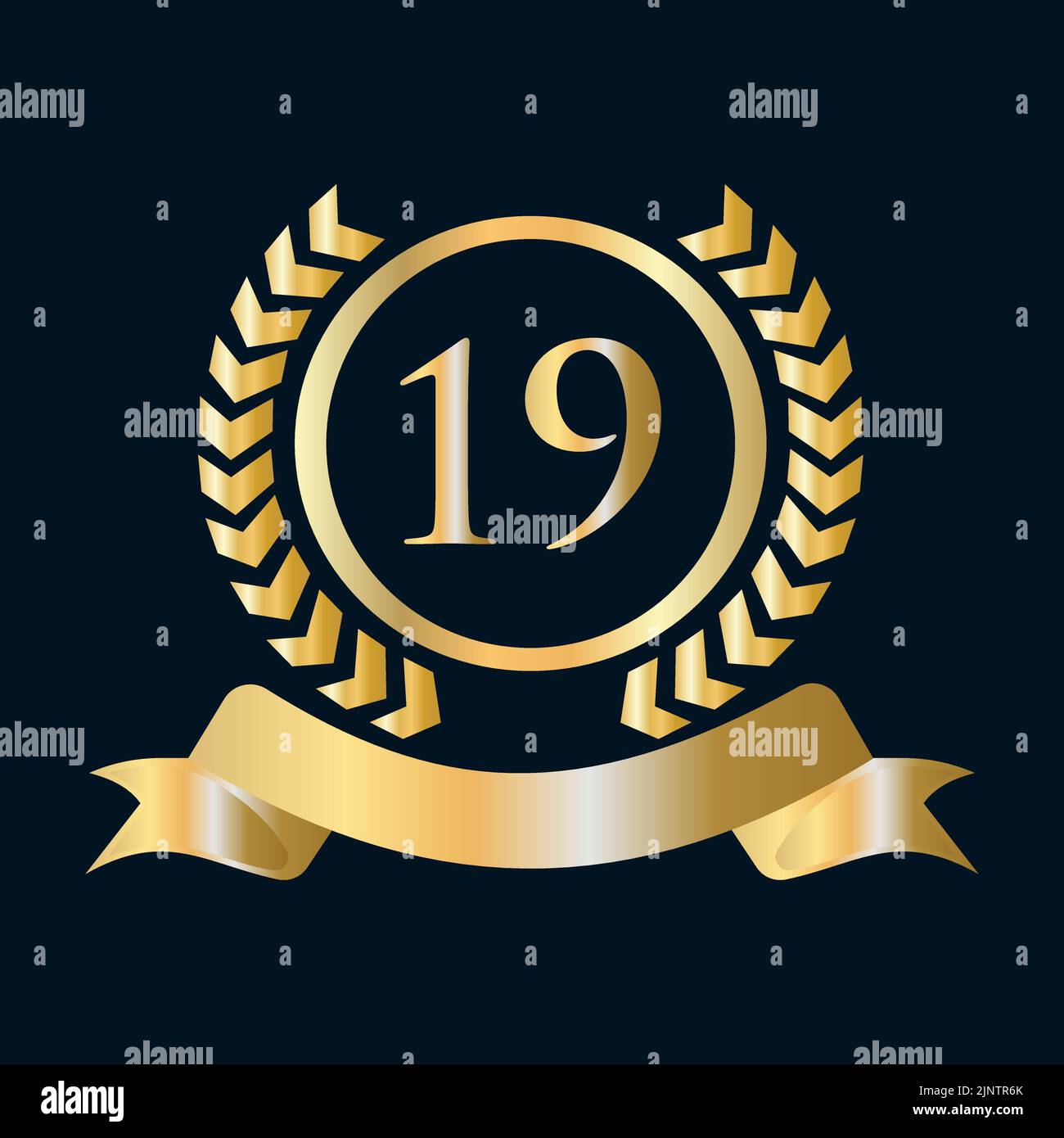 19 years Anniversary Celebration Gold and Black Template. Luxury Style ...