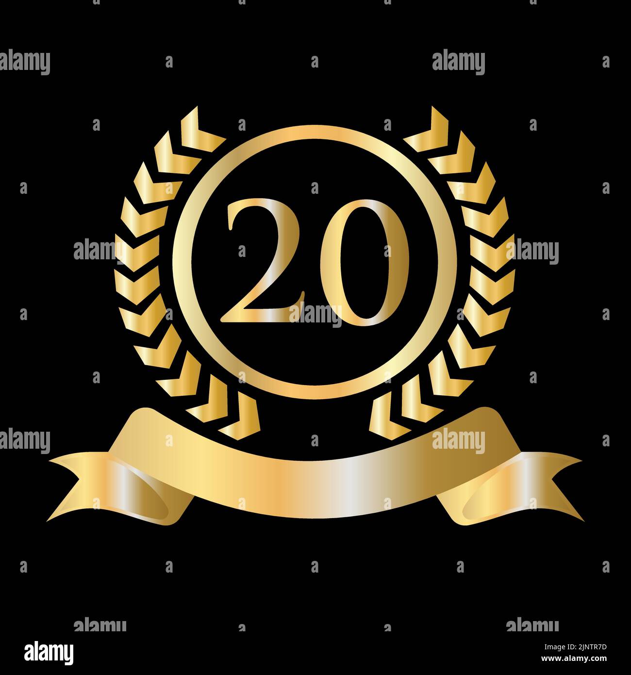 20th Anniversary Celebration Gold and Black Template. Luxury Style Gold ...