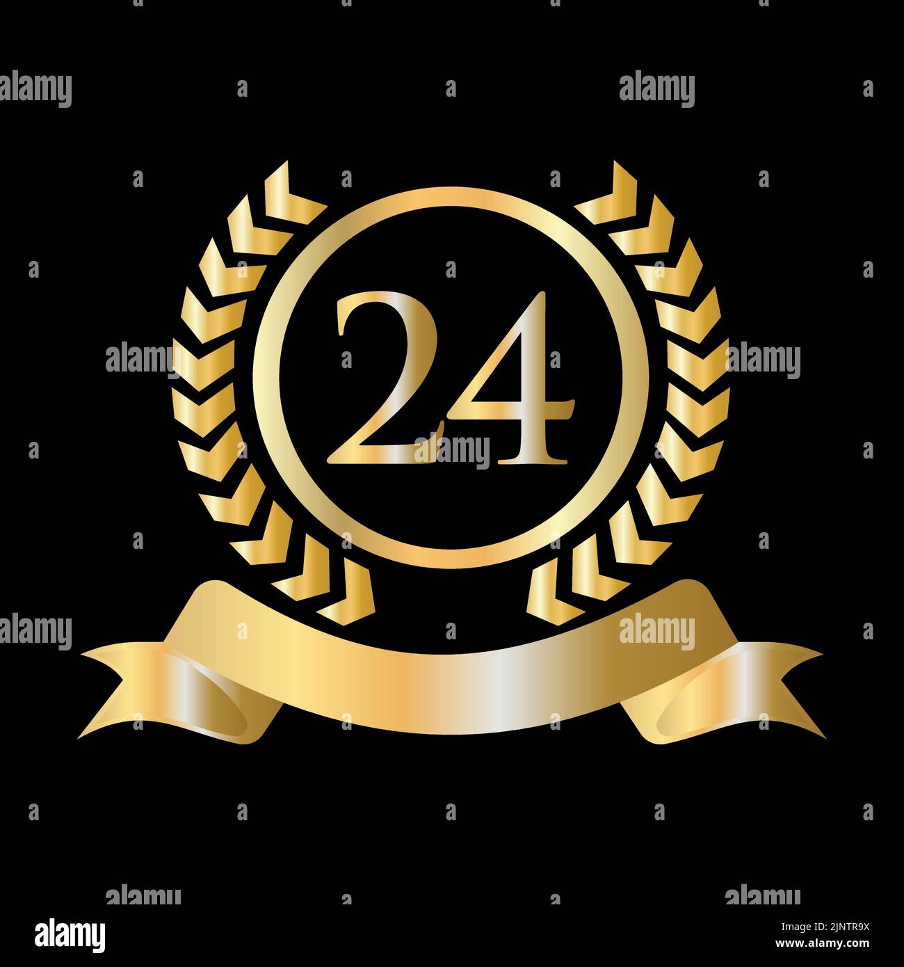 24th Anniversary Celebration Gold and Black Template. Luxury Style Gold ...