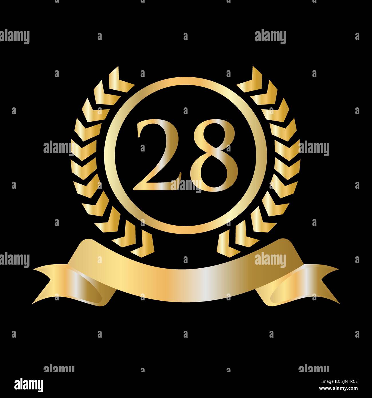 28th Anniversary Celebration Gold and Black Template. Luxury Style Gold ...