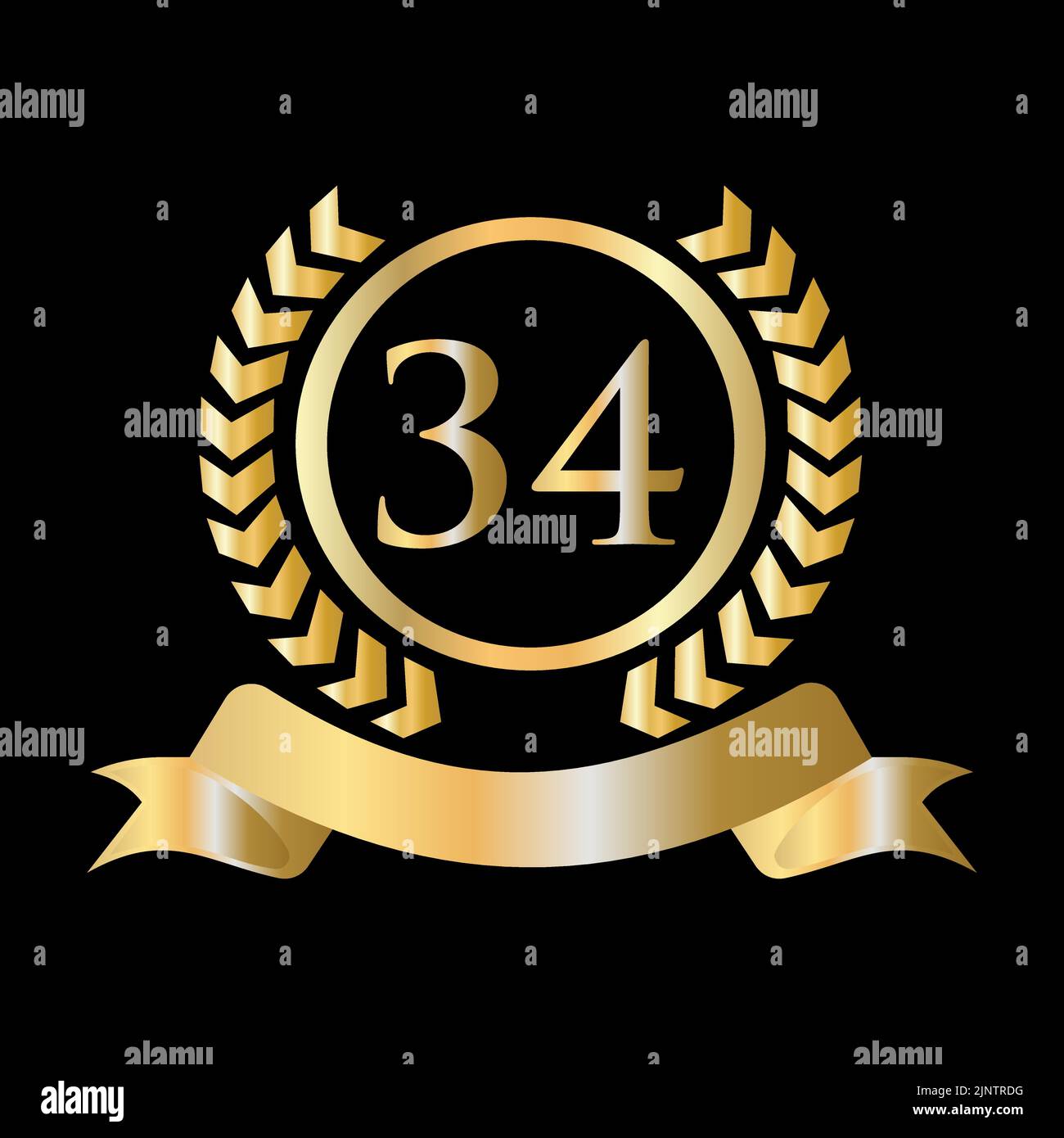 34th Anniversary Celebration Gold and Black Template. Luxury Style Gold ...