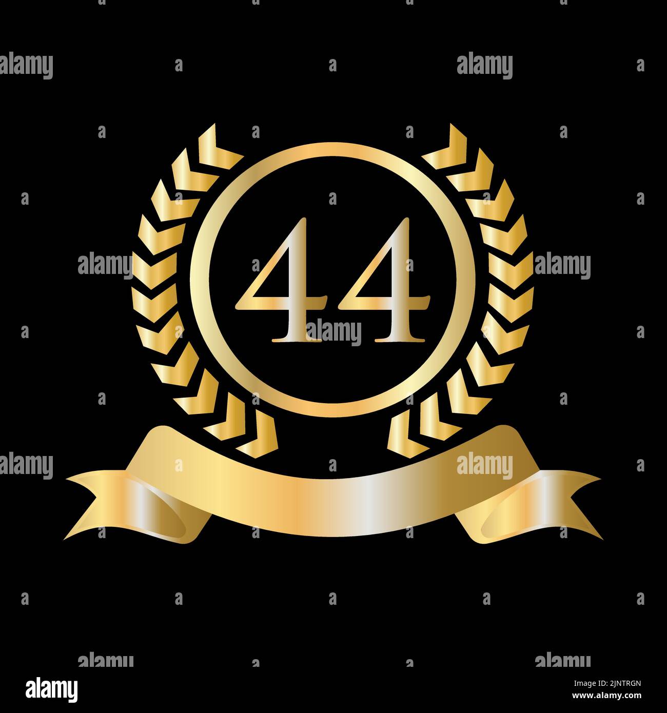 44th Anniversary Celebration Gold and Black Template. Luxury Style Gold ...