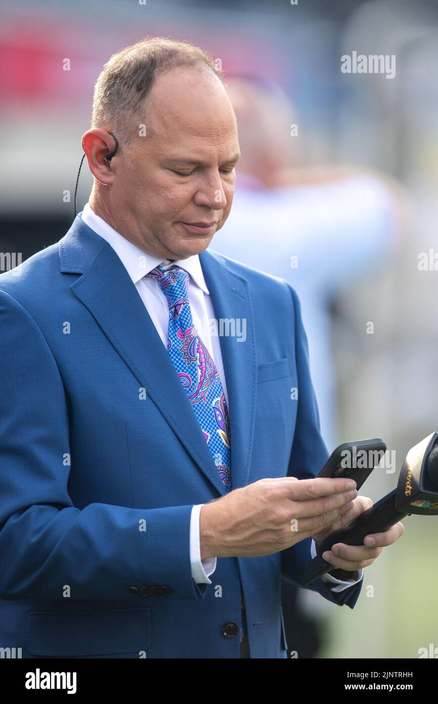NBC Fantasy Football expert Matthew Berry checks his phone before the ...